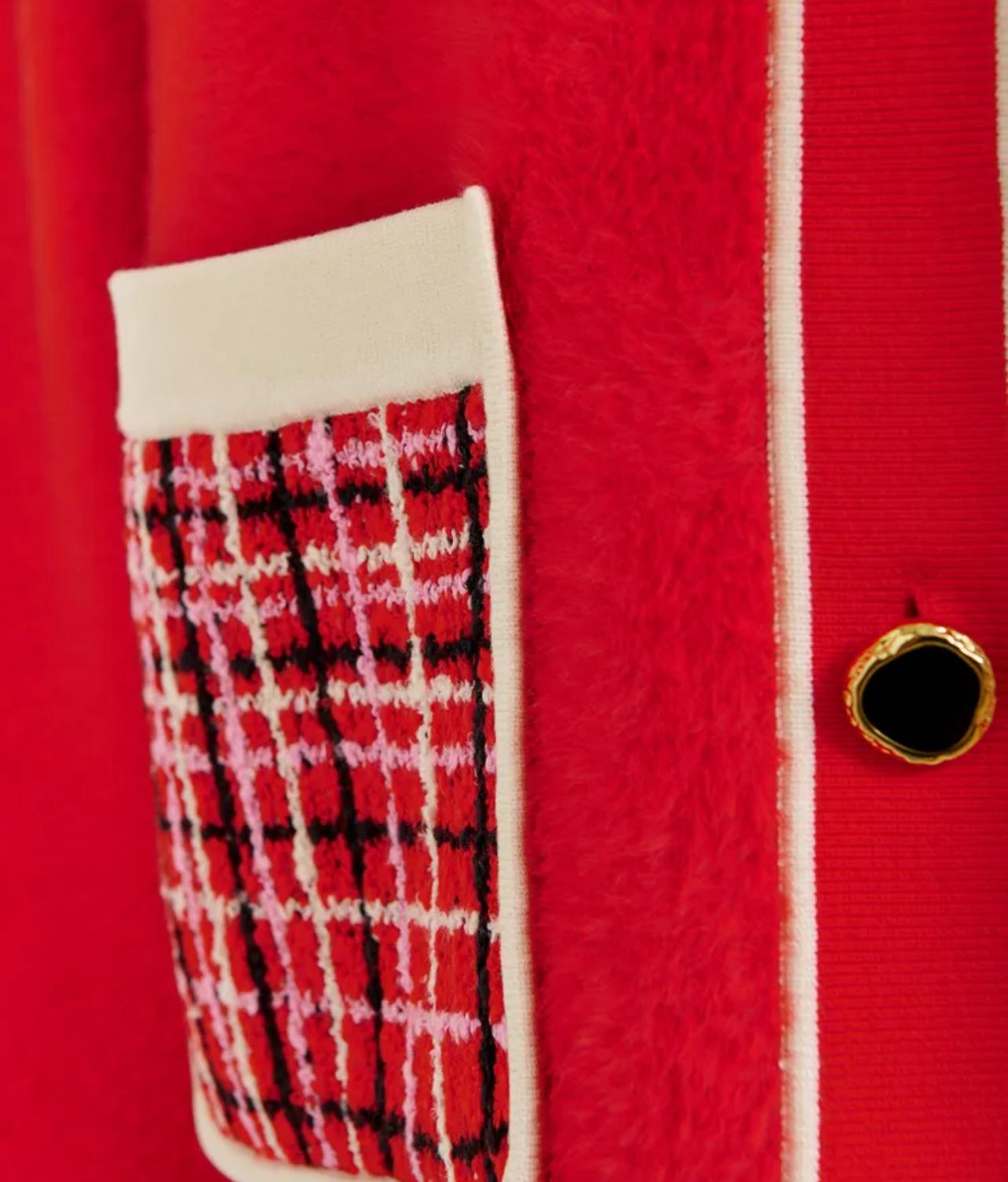 ESSENTIEL ANTWERP Cardigan texturé rouge et blanc cassé – Rive Gauche ...